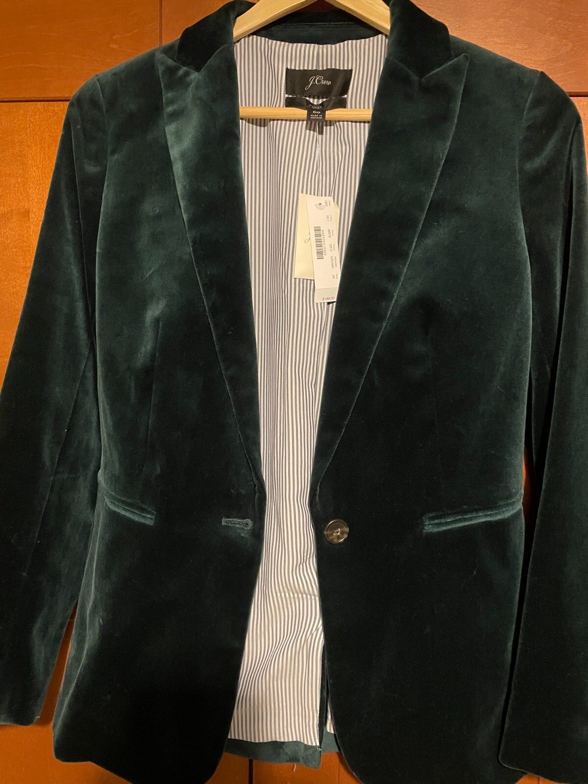$220 J Crew Women's Size 00 Old Forest Green Parke Blazer in Velvet | eBay
