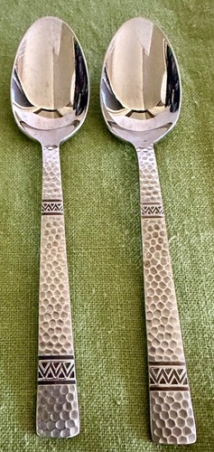 Set of 2 WALLACE Cheyenne Hammered 18/10 Stainless Steel Silverware ...
