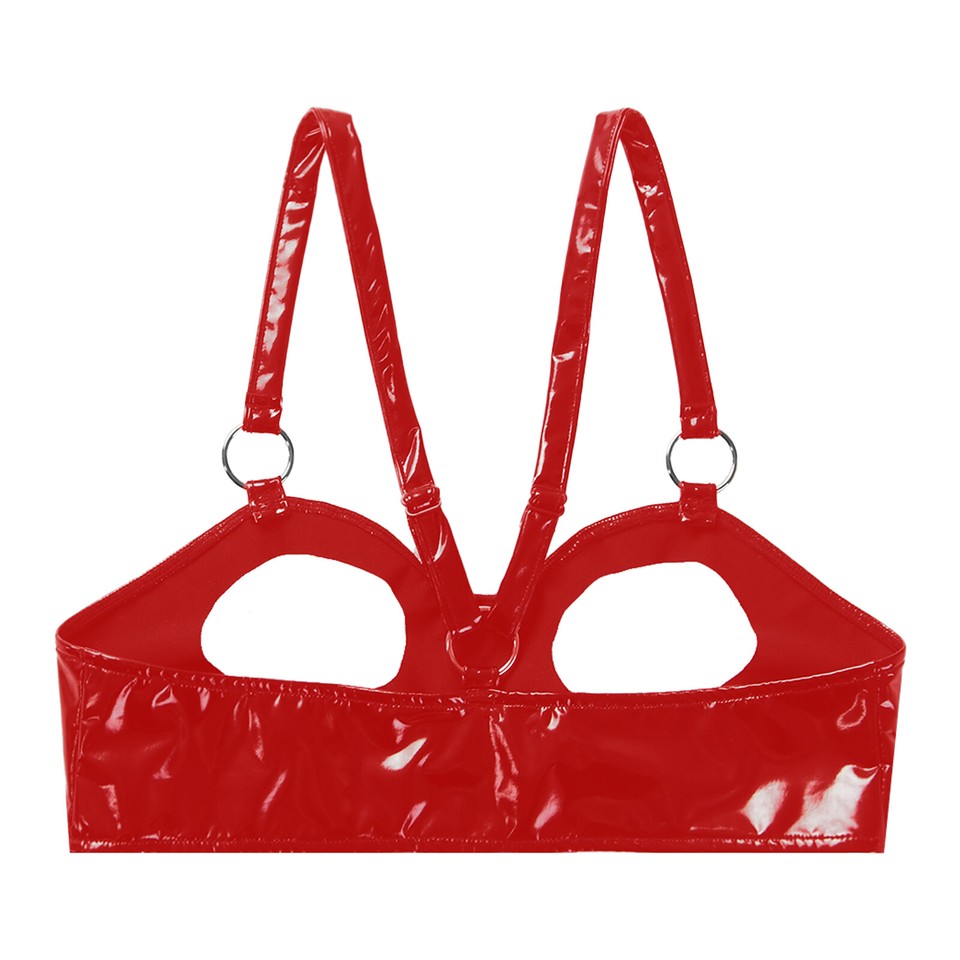 US Sexy Women's Open Cup Bra Tops Adjustable Straps Crop Top Lingerie ...