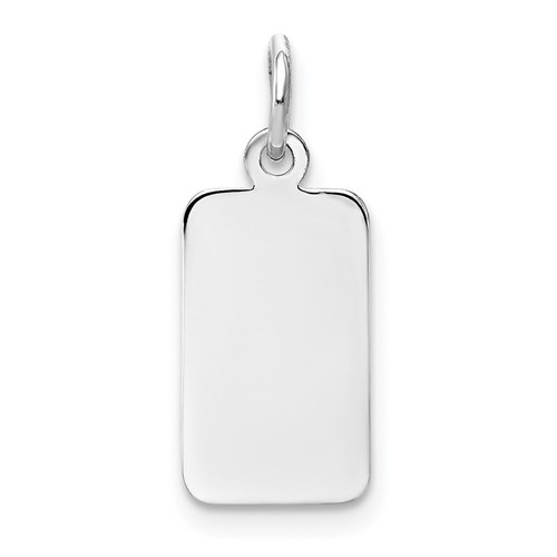 14k White Gold Plain .018 Gauge Rectangular Engravable Charm Pendant 0 ...