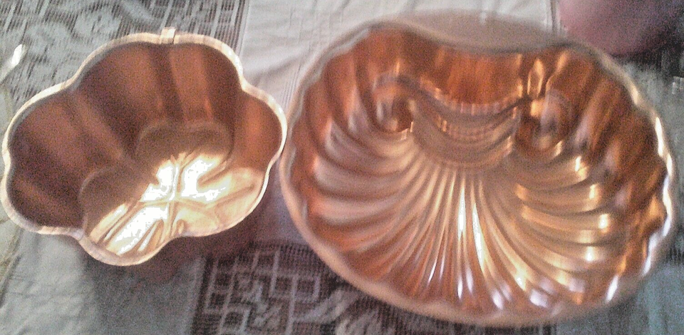 2 Vtg Wear-Ever #2980 Copper Shell Jello Mold 6 Cup Size & Shamrock | eBay