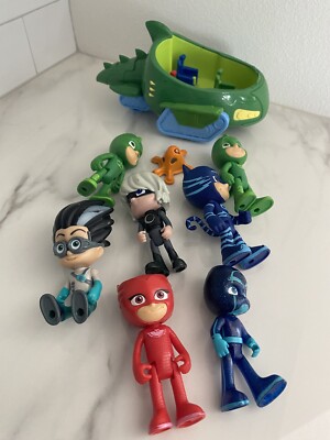 PJ Masks Set of Toy Figures Lot Of 7+ 1 Gecko Vehicle Car + Splat Net ...