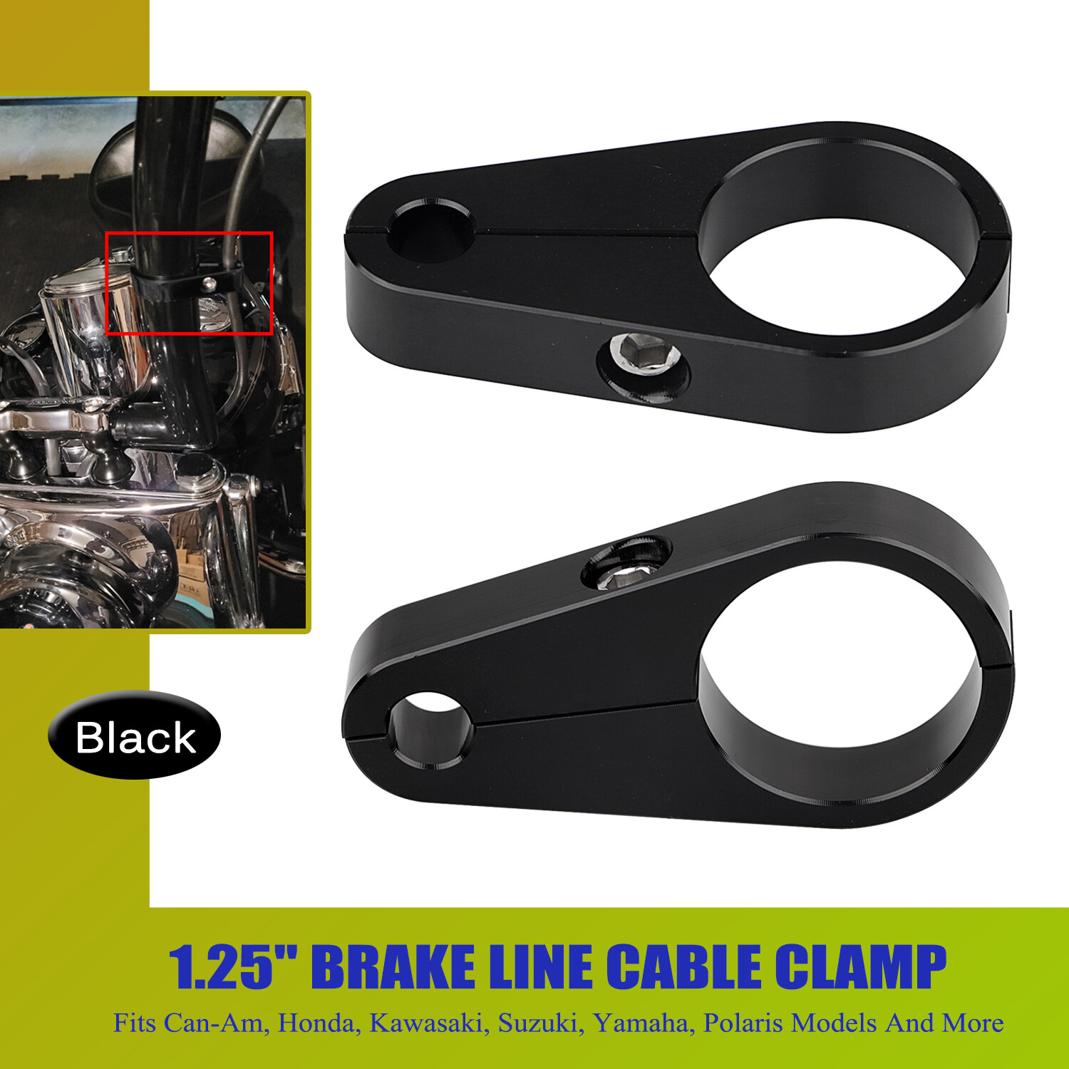 1.25" Handlebar Clutch Cable Brake Line Clamp Holder For Harley Softail ...