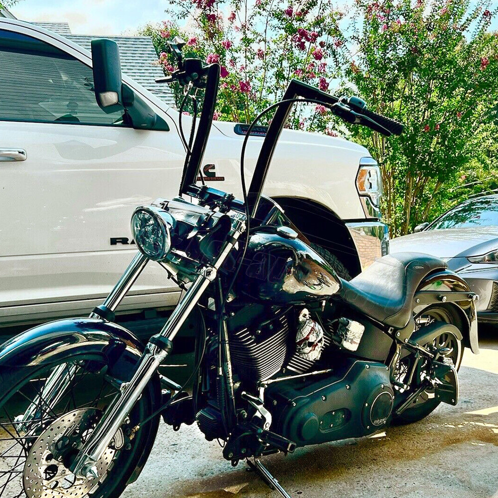 14" Rise Monster Ape Hanger 1.5" Fat Handlebar For Harley Dyna Softail ...