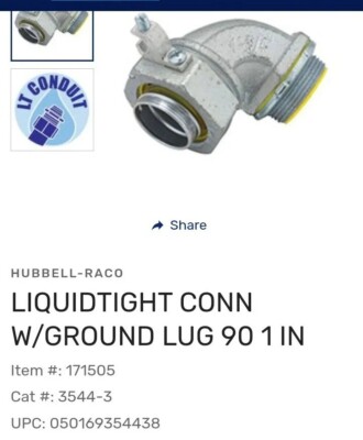 (2 pack) RACO 3544-3 Grounding Lug Steel 1 inch 1" liquidtite flex ...