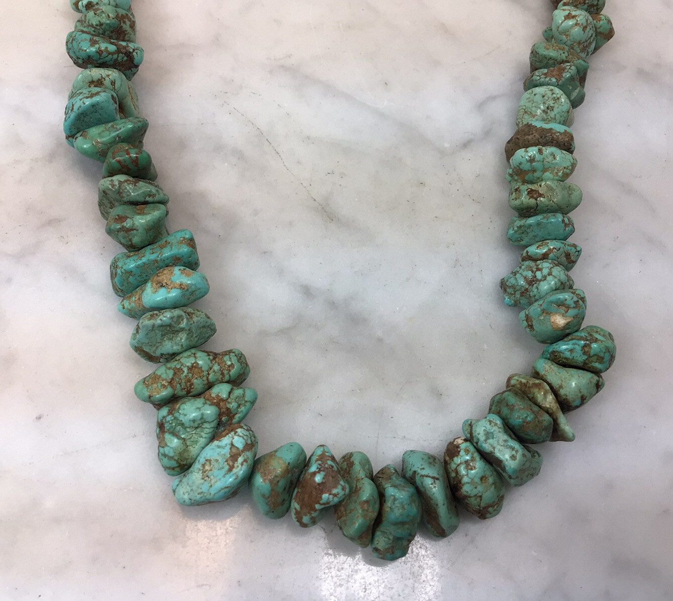 VTG Old Native American Turquoise Bead Necklace - Gem