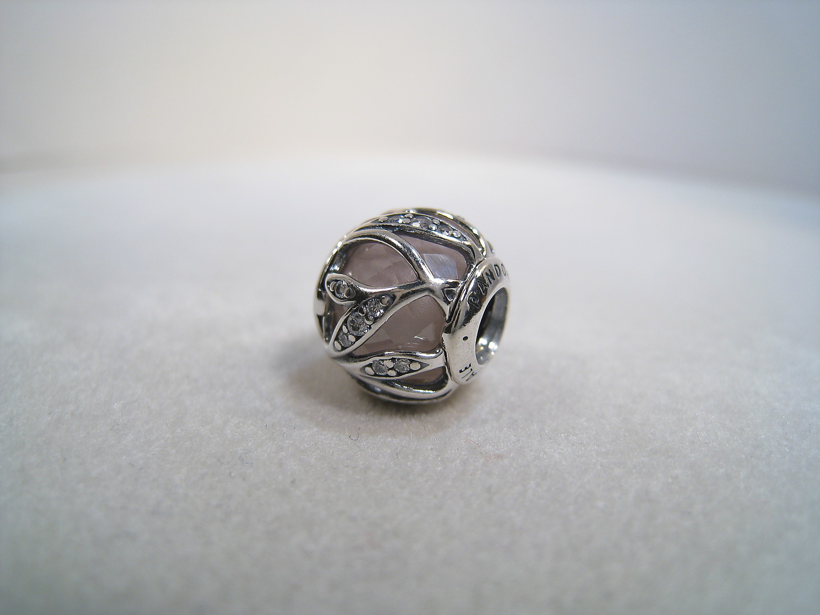 NEW!! Authentic Pandora Silver Charm Pink Nature's Radiance Encased CZ ...