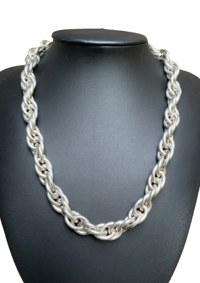 Vintage Sterling Silver Rope Necklace Artisan Handcrafted Huge | eBay