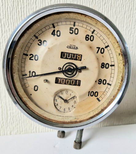 British Jaeger SC54 Lea Francis Car Speedometer Clock Dashmount Vintage ...