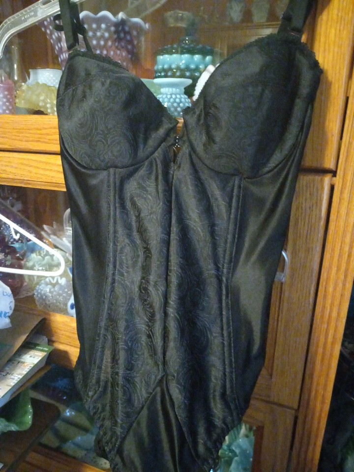Vintage Black Vanity Fair Body Girdle Medium bodysuit shapewear shaper ...