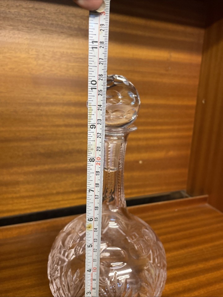 Stunning Vintage Crystal Lens Cut Glass Decanter Lozenge Stopper - 30cm ...