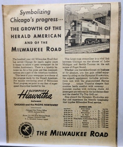 1950 The Milwaukee Rd Railroad Train Chicago IL Vintage Print Ad 50s | eBay