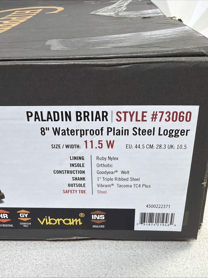 CHIPPEWA PALADIN BRIAR boots 73060- 8”waterproof Steel Logger Mens Size ...