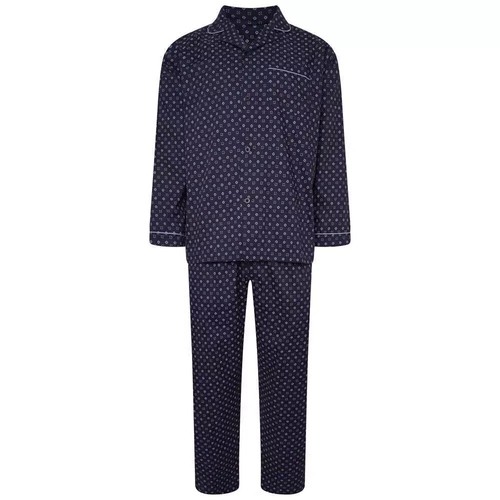 Men's Big Plus King SIze Cotton Woven Traditional Blue Pyjama PJ Set ...