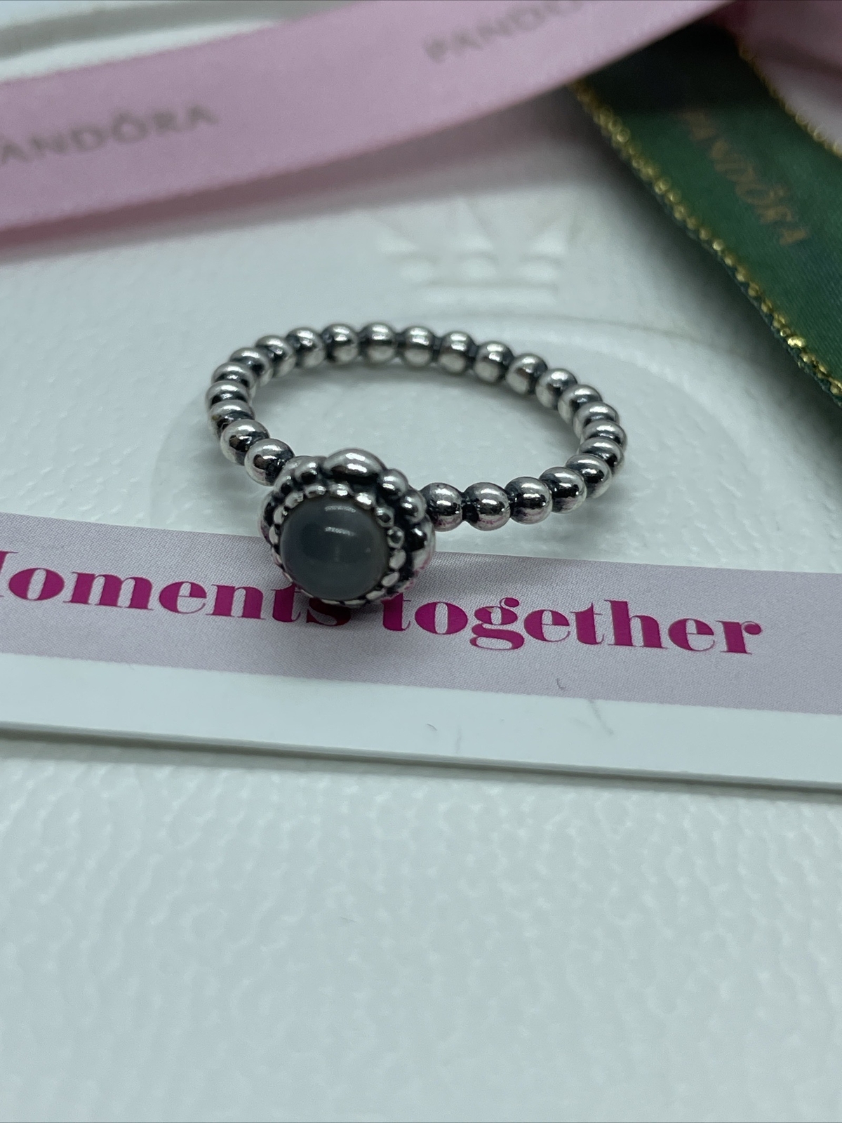 Pandora Sterling Silver & Moonstone June Birthday Blooms Ring Size 54 ...