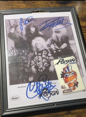 Poison Signed Framed Reprint Photo And Laminate tour pass | eBay