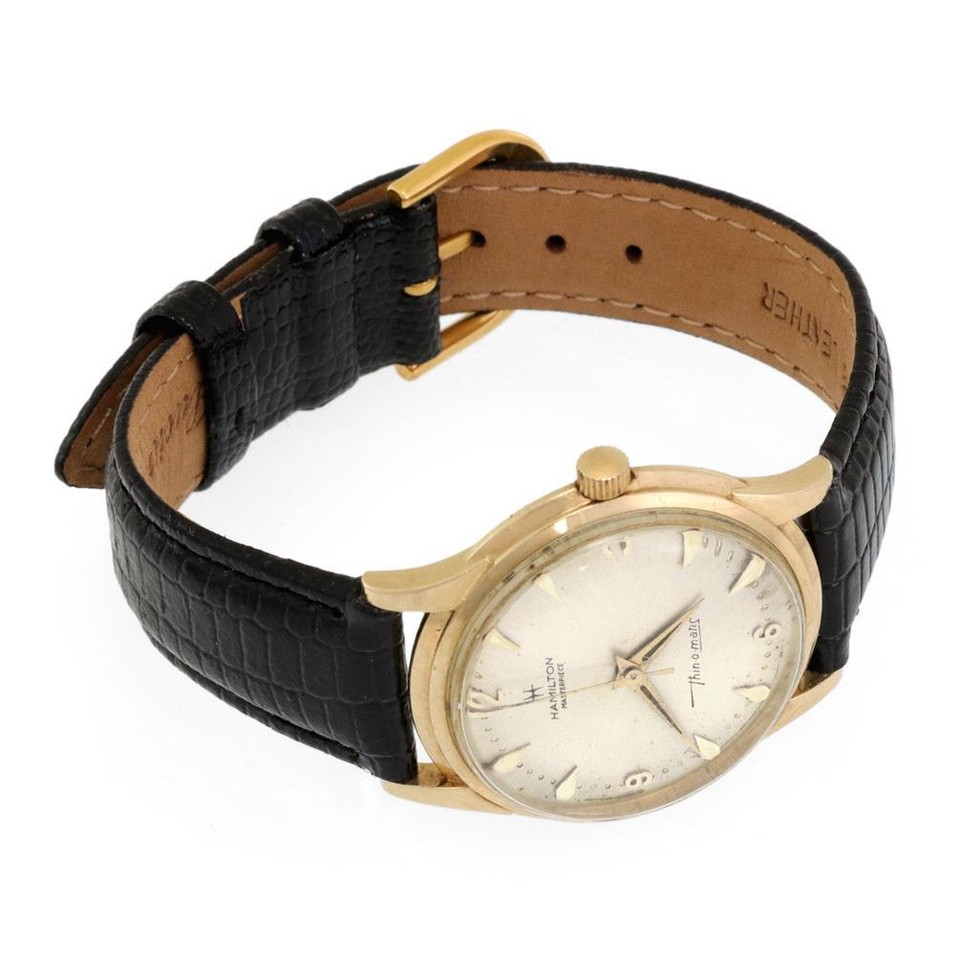 Hamilton Masterpiece Thin-O-Matic Vintage Thin 14k Gold Men's Watch ...