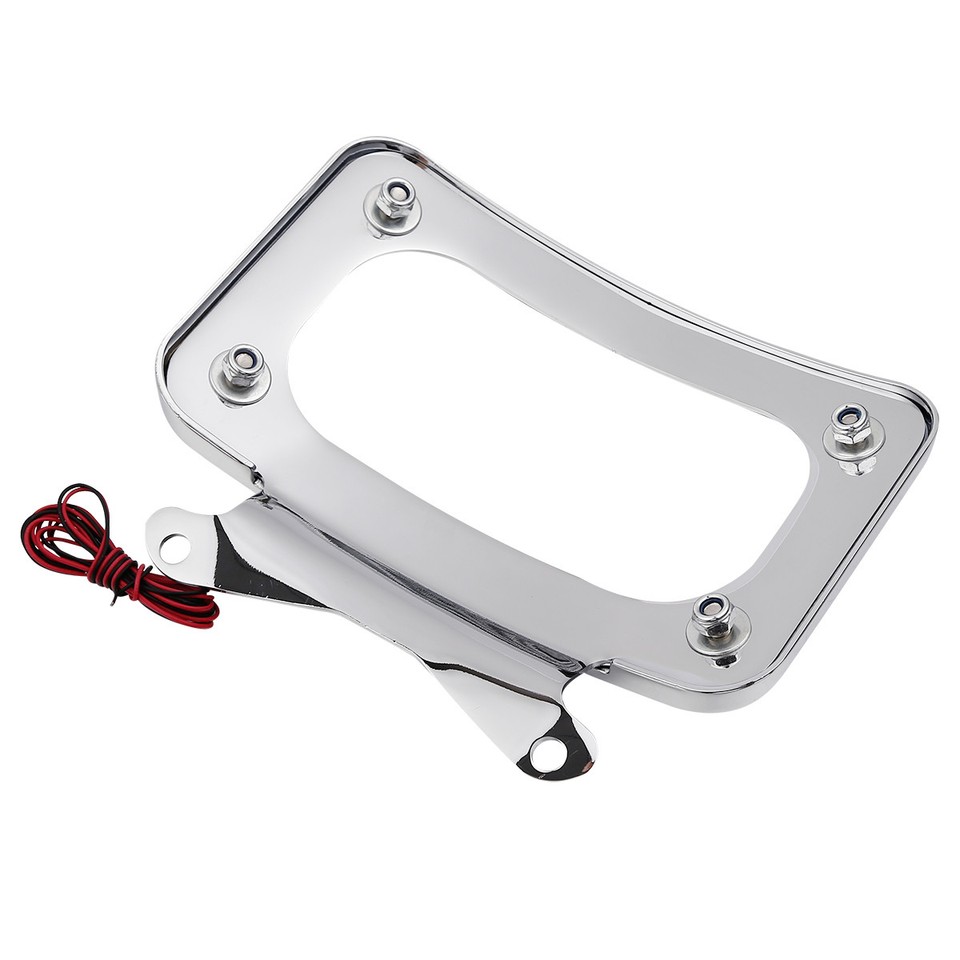 Curved Laydown License Plate Mount Frame Light For Harley Road King ...