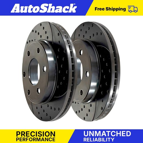 Front Drilled Coated Brake Rotors Black Pair 2 for Nissan Frontier ...