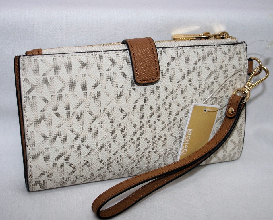 New Michael Kors MK Signature Double Zip Phone Case Wallet Wristlet ...