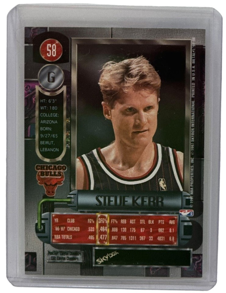 Steve Kerr 1997-98 Skybox Metal Universe Basketball Card Chicago Bulls ...