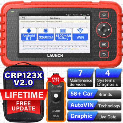 LAUNCH CRP123X V2.0 Car OBD2 Scanner Code Reader Engine ABS SRS ...