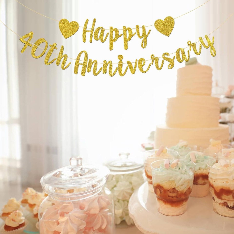 Happy 40th Anniversary Banner 40th Wedding Anniversary 40th Birthday 40 ...