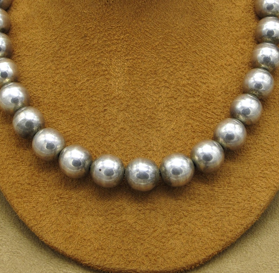 Large Sterling Silver Bead Necklace from Mexico | eBay