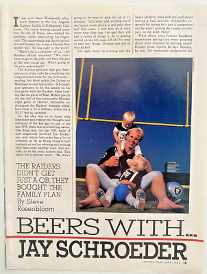 Jay Schroeder NFL Quarterback Los Angeles Raiders Vintage 1989 Magazine ...