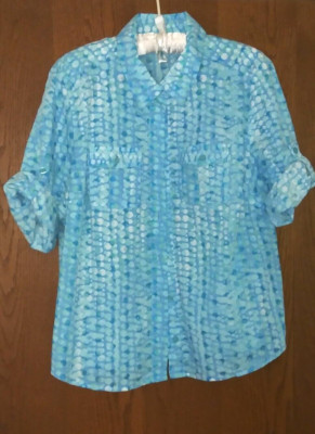 Women's Studio Works Shirt XL Aqua Colors Ex Condition | eBay
