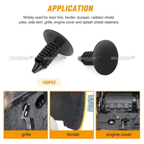 100x Plastic Clip Rivets Fastener 8mm Hole Dia for Car Auto Bumper ...