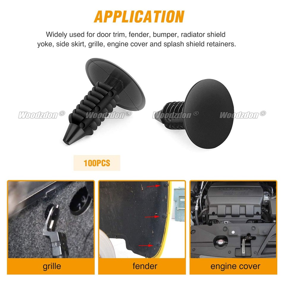 100x Plastic Clip Rivets Fastener 8mm Hole Dia for Car Auto Bumper ...