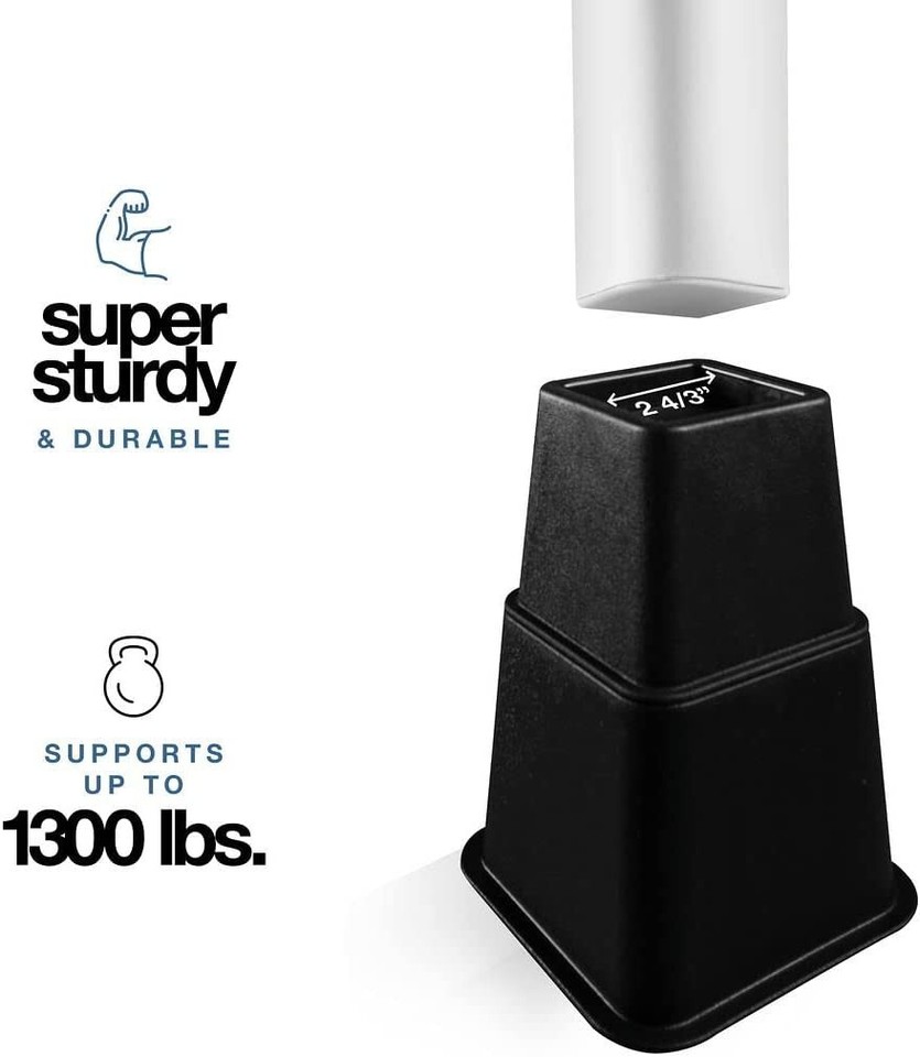 8PC Furniture Raisers Risers Chair Bed Riser Stands Elephant Feet 8, 5 ...