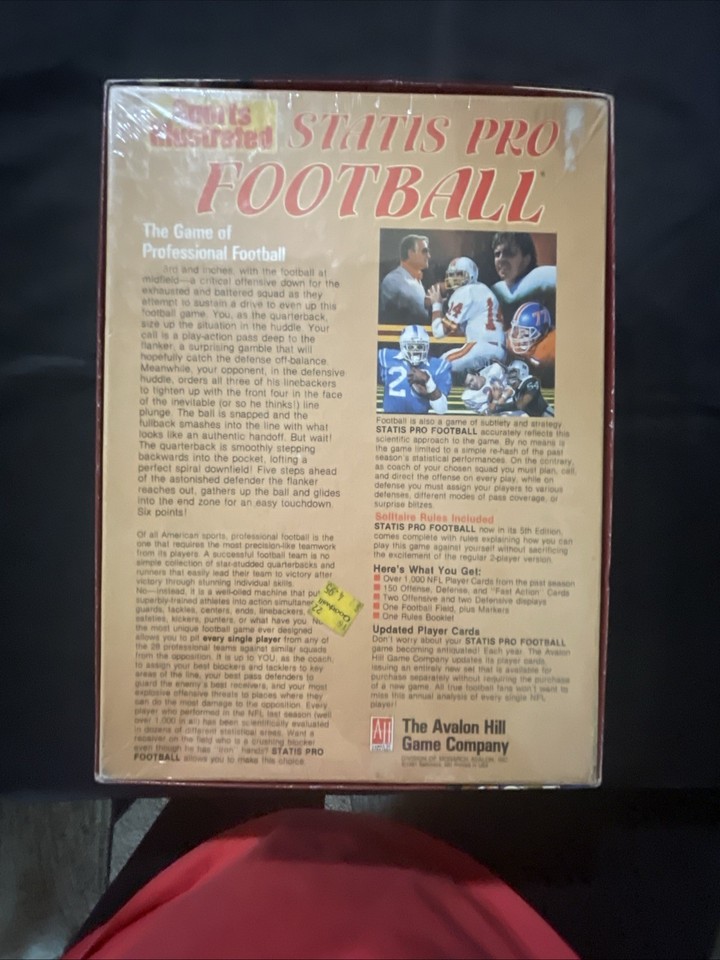 🏈Statis Pro Football Avalon Hill Board game 1990 Season 5th Edition ...