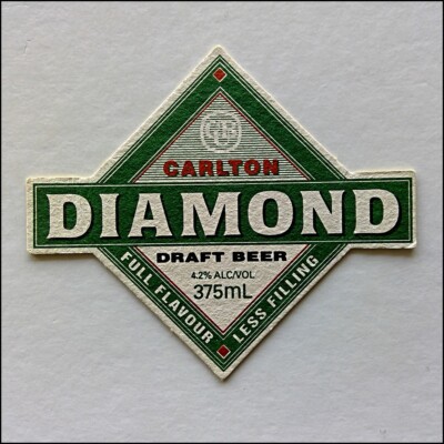 Carlton Diamond Draft Beer Full Flavour Less Filling Coaster (B365 ...