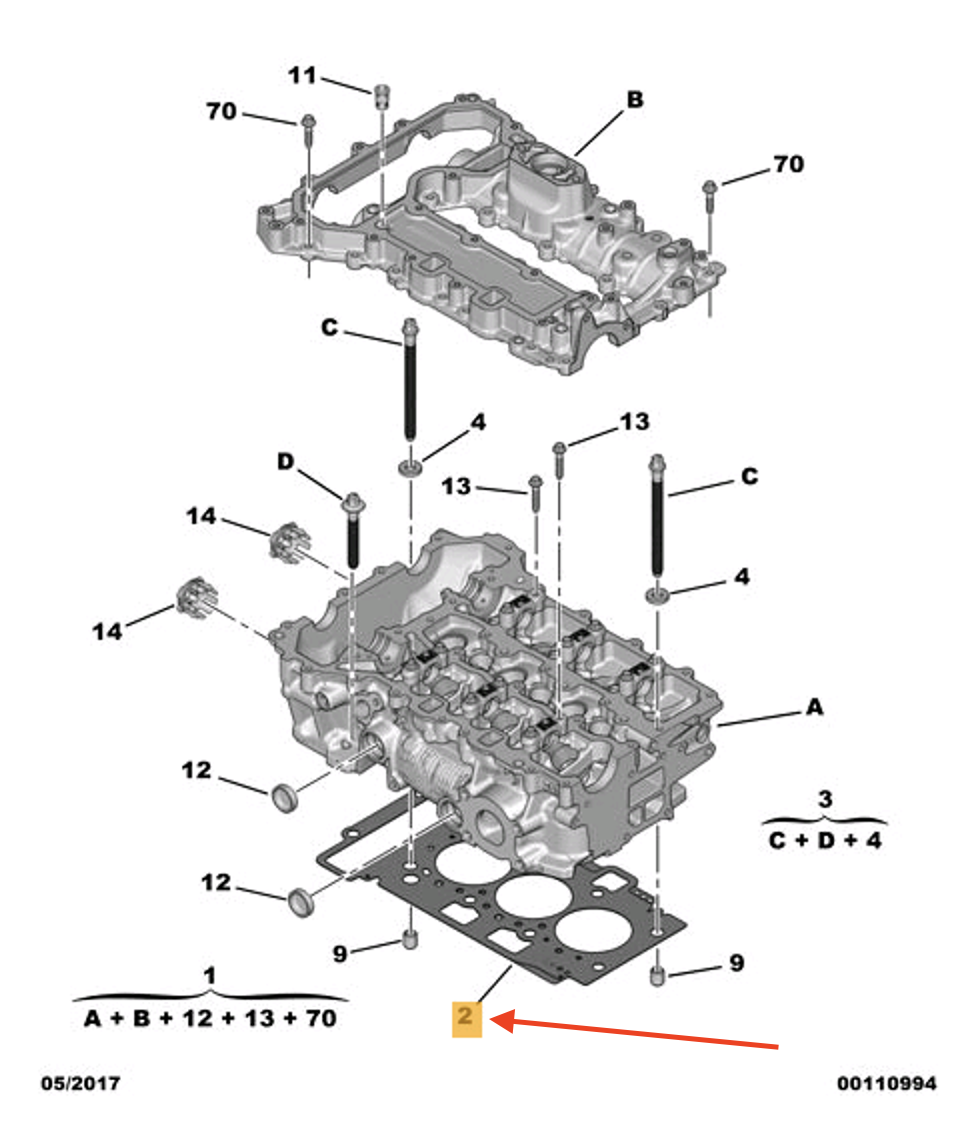 PEUGEOT 3008 Cylinder Head Gasket 9814762880 New Genuine | eBay
