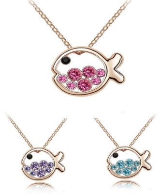 Fashion Women Gold Gem Fish Charm Pendant Long Chain Necklace Jewelry ...