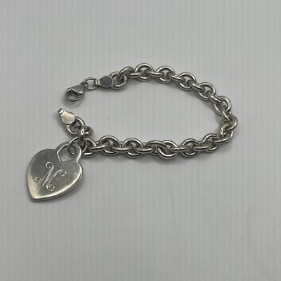 Judith Jack Sterling Silver 925 Heart Tag Charm Rolo Engraved Bracelet ...