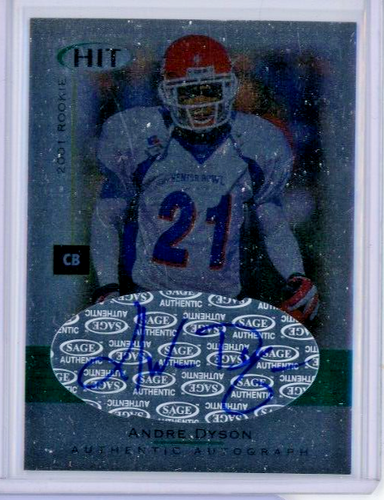 2001 Sage Hit Autograph #A21 Andre Dyson RC - Utah / Jets Seahawks ...