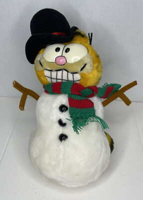 1981 GARFIELD Cat Snowman Dakin Plush 10" Christmas Stuffed Animal ...