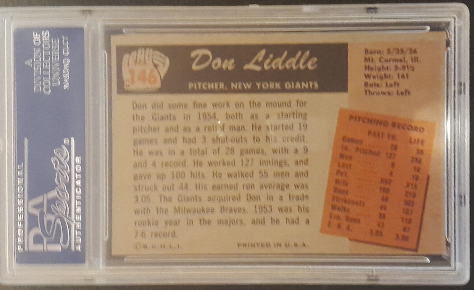 1955 Bowman - #146 Don Liddle PSA 5 | eBay