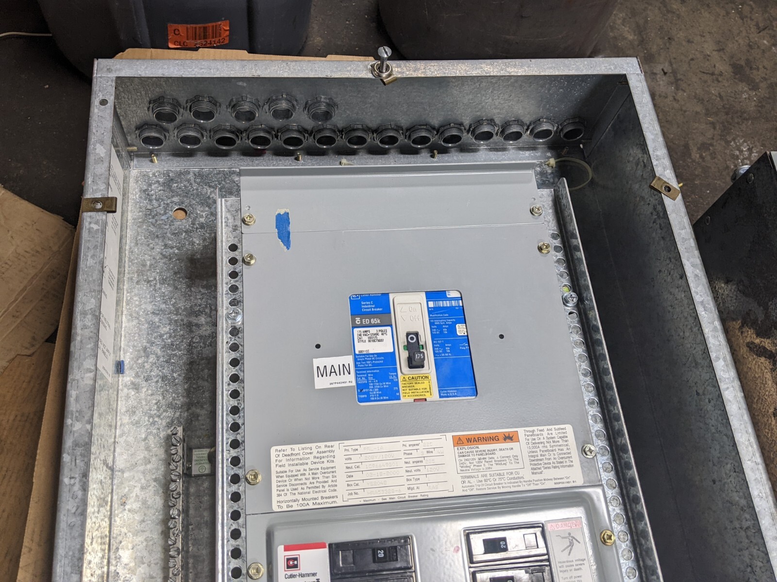 Cutler Hammer PRL1A Pow-R-Line Panelboard 225 AMP 208Y/120VAC 3 Phase ...