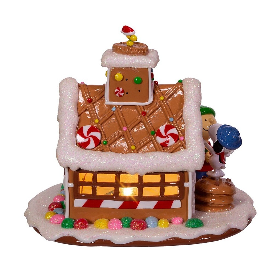 Kurt Adler Peanuts LED Lighted Gingerbread House Snoopy Charlie Brown ...
