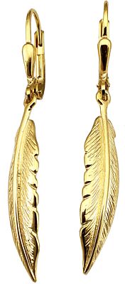 Earrings Feather Real Gold 333 Indian Feather Earrings Drop 8 Karat ...