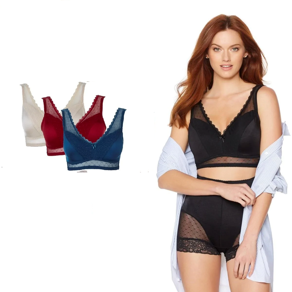 Rhonda Shear Mesh Dot Pin-Up Bra 3 Pack w/Removable Pads 514-144 , Size XL | eBay