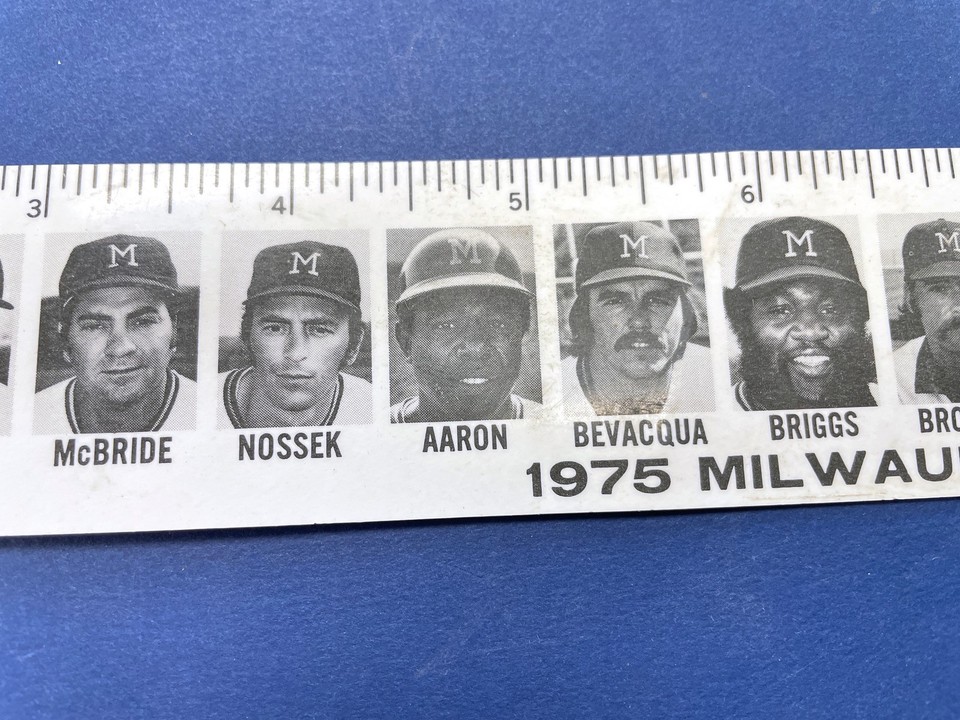 1975 Milwaukee Brewers Coca Cola Souvenir Ruler with Aaron, Yount, etc ...
