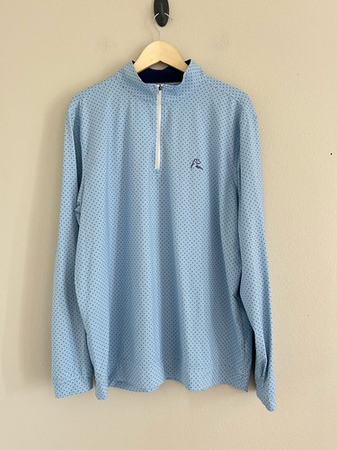 Rhoback Mens Blue Logo 1/4 Zip Pullover Performance Stretch Long Sleeve ...