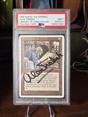 PSA 7 Auto 9 Alex Trebek - Library Of Leng 4th MTG Jeopardy Magic The ...