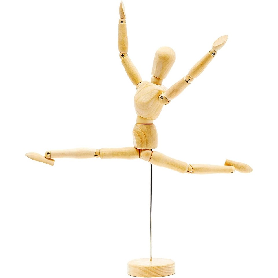 2 Pack Drawing Wooden Mannequin Figures for Artist, Posable Body Model ...