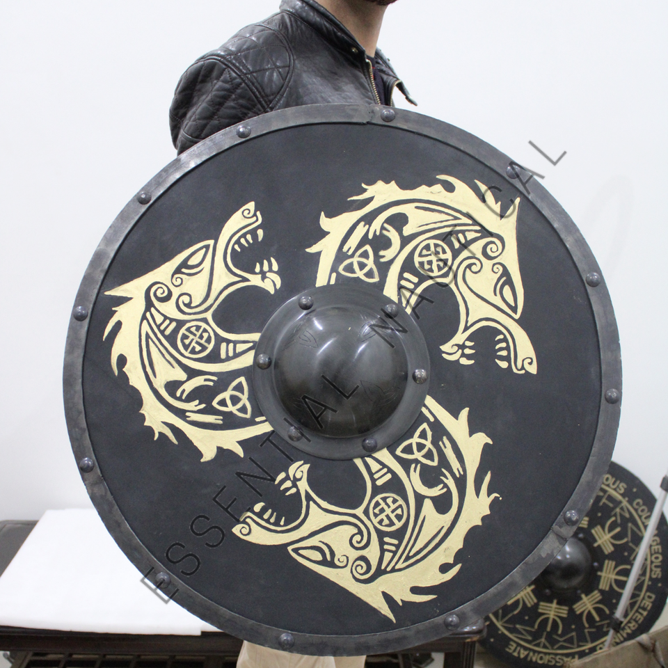 Medieval Shield Viking Shield 30" Wooden Shield Heavy Metal Fitted ...